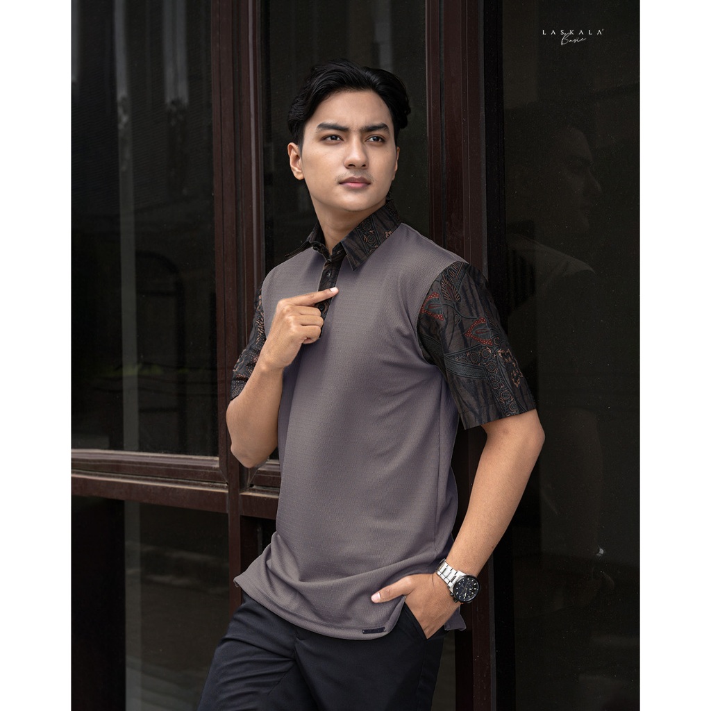 Jual HAILUK Devan Dark Grey Kemeja Polo Batik Premium Slimfit Lengan Pendek | Shopee Indonesia
