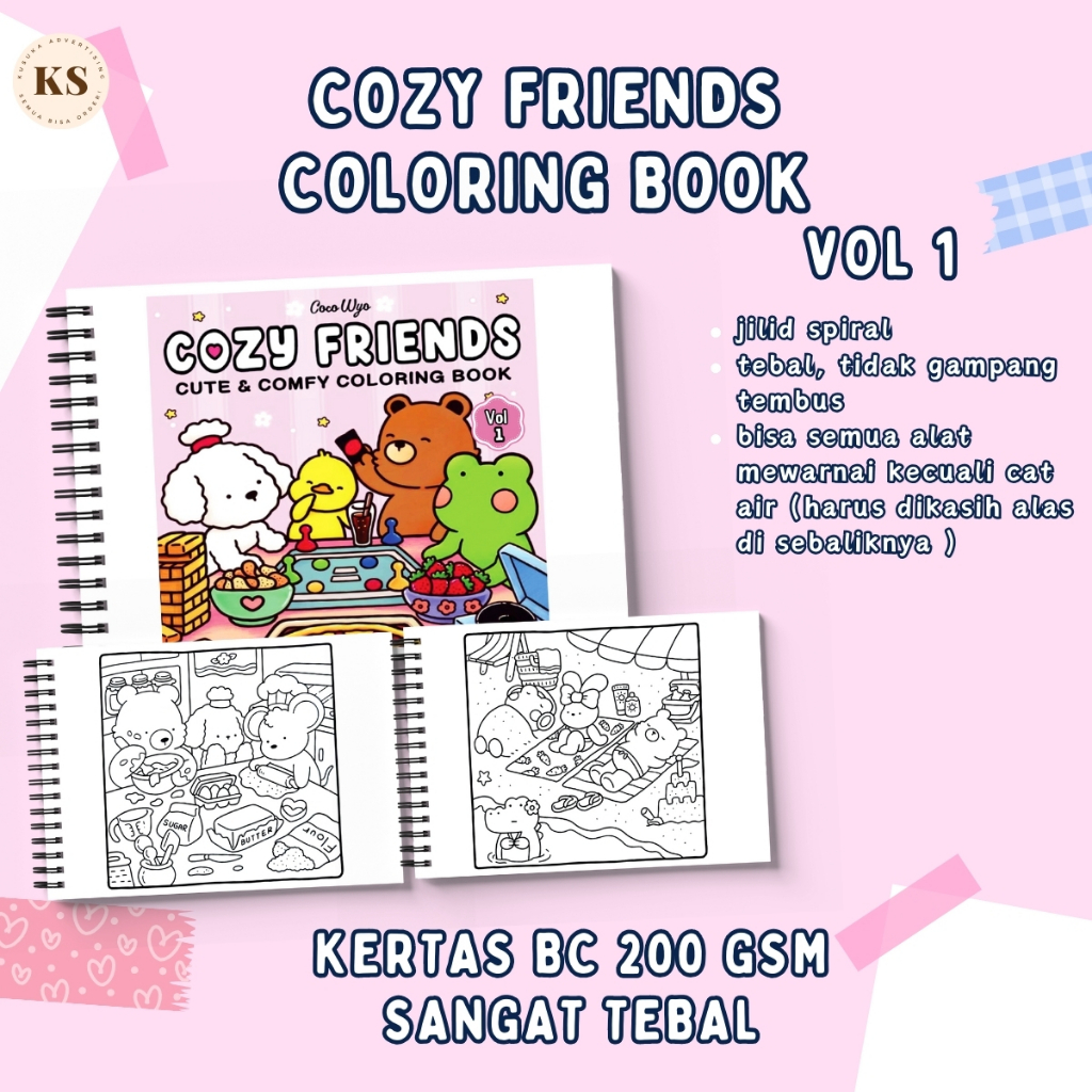 Jual COZY FRIENDS VOL 1 Coloring Book Cute & Comfy For Kids And Adults ...