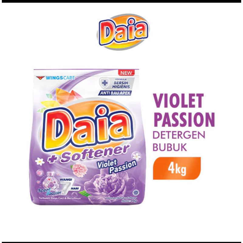 Jual Daia deterjen bubuk violet passion 4KG | Shopee Indonesia