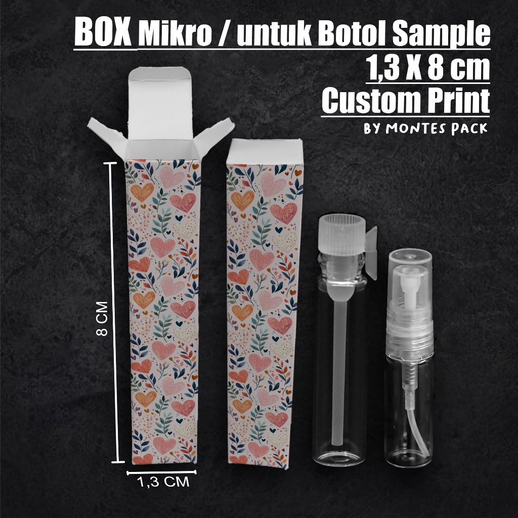 Jual Box Mikro CUSTOM PRINT untuk Botol Sample 1,3 X 8 cm / packaging ...