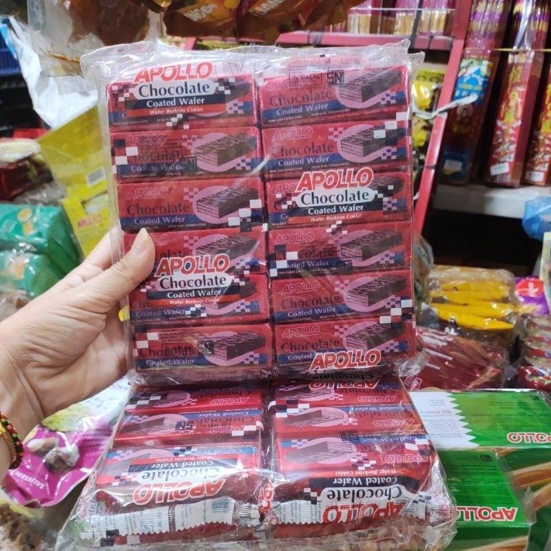 Jual Apollo wafer rasa coklat dan susu 1pak isi 4 bks masa exp 10/2026 ...