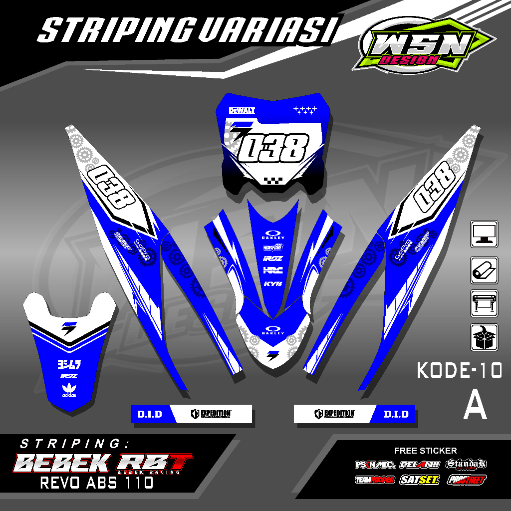 Jual STICKER STRIPING REVO ABS 110 MOTOR RBT BEBEK MODIF SUPERMOTO ...