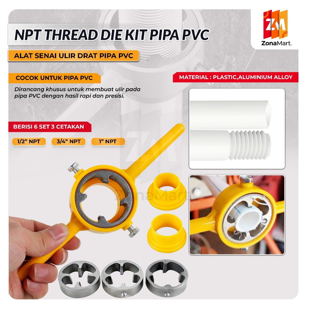 Jual ALAT SENAI PIPA PVC PIPE THREADER PIPE THREAD MAKER 1/2" 3/4" 1 ...