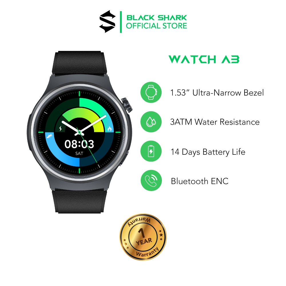 Jual Black Shark Watch A3 Smartwatch | Bluetooth ENC | 3 ATM Water ...
