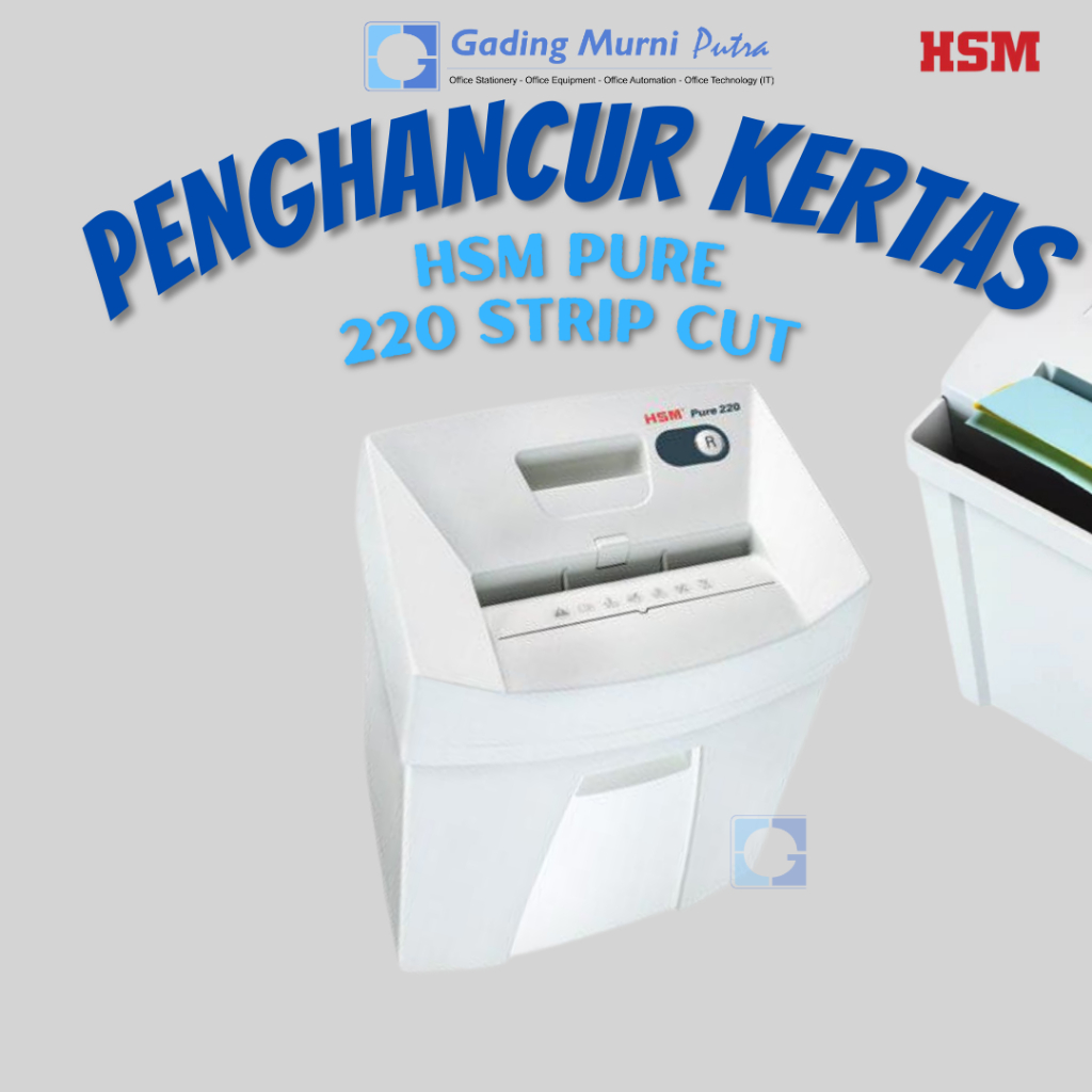 Jual MESIN PENGHANCUR KERTAS HSM PURE 220 Strip Cut (3.9mm) PAPER ...