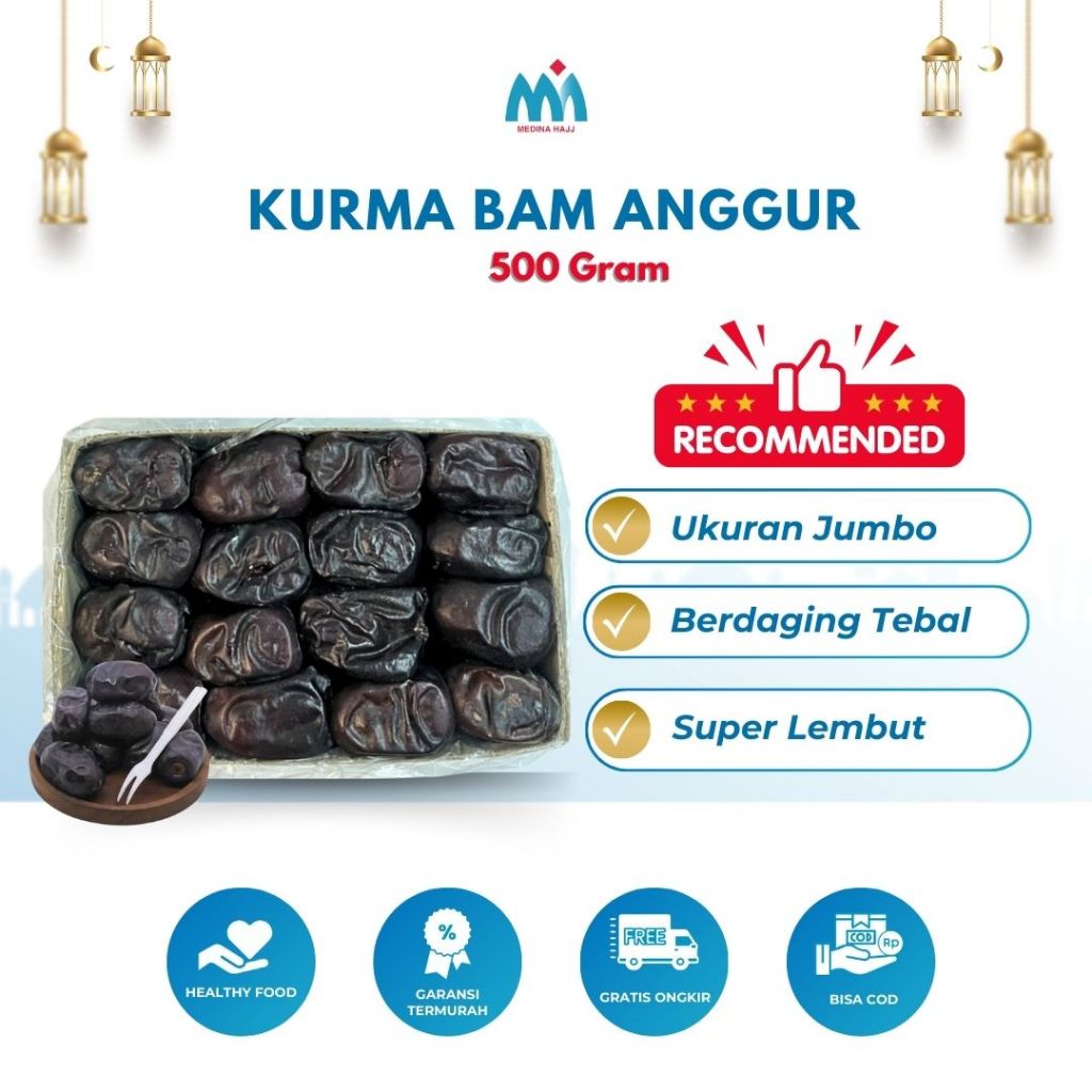 Jual Kurma Bam Anggur 500 gr | Kurma Anggur Best Seller Kurma Lembut ...