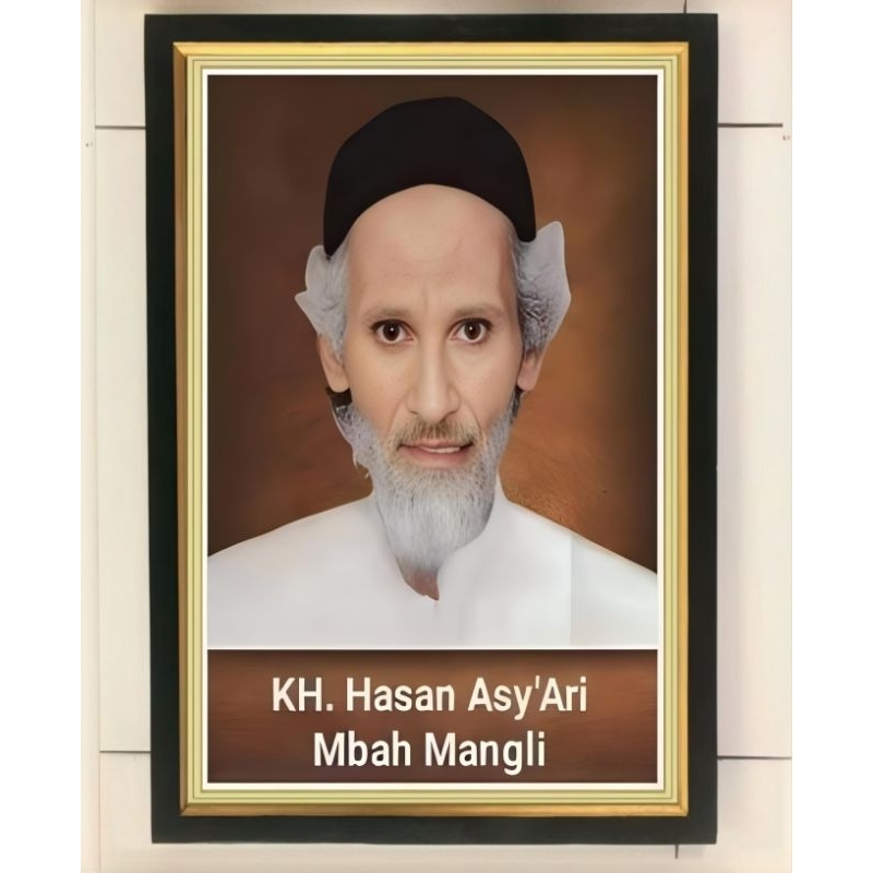 Jual hiasan dinding lukisan cetak poster KH Hasan Asy'ari plus bingkai ukuran 53×35cm | Shopee ...