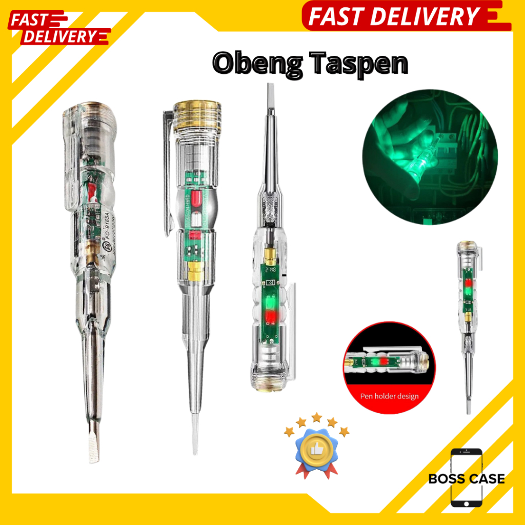 Jual Obeng Tespen MInus Dengan Lampu Alat Test LIstrik WIth Dual Led ...