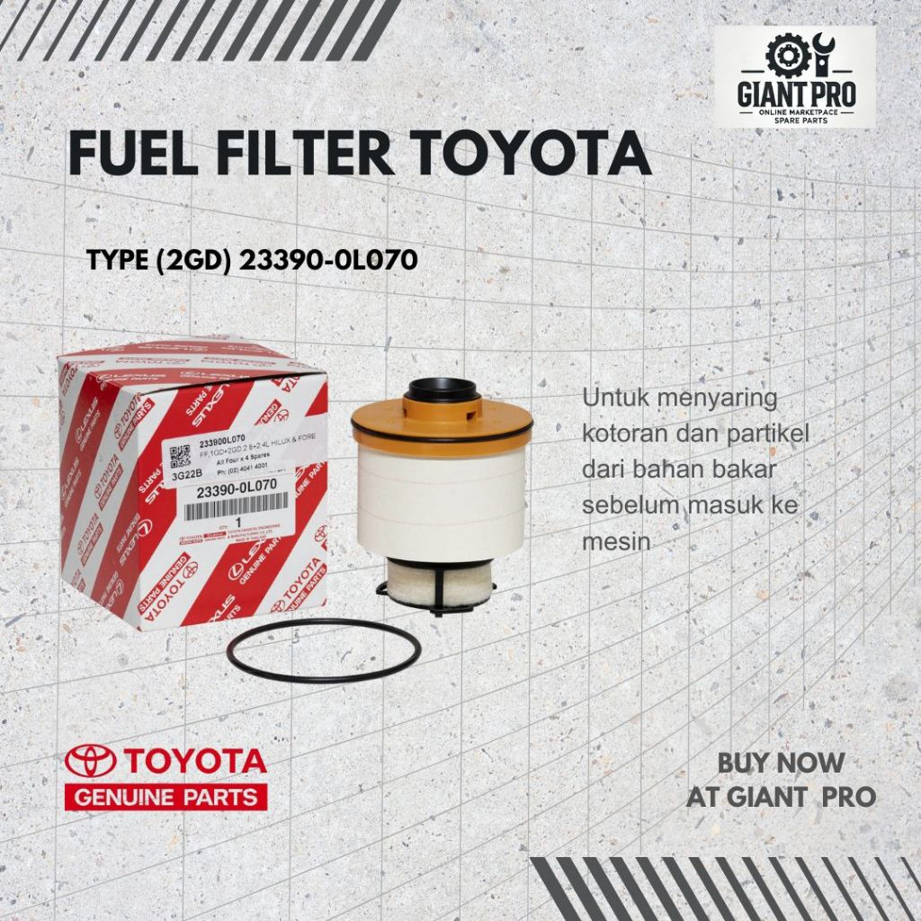 Jual GIANT PRO Fuel filter toyota (2GD) 23390-0L070/ filter bahan bakar ...