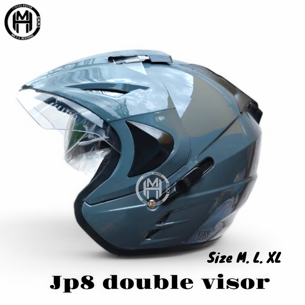 Jual HELM JP8 MODEL INK T1 DOUBLE VISOR HALF FACE TANPA STIKER | Shopee ...