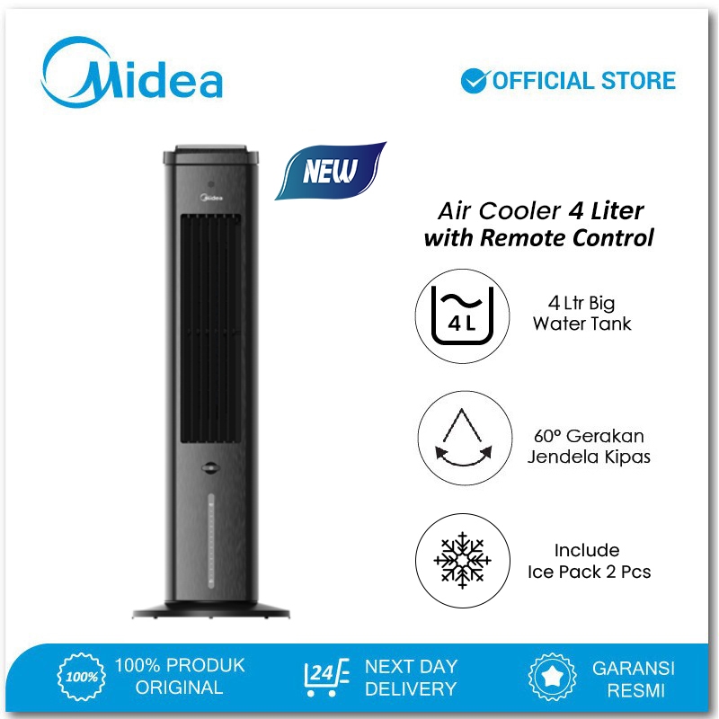 Jual Midea Tower Fan Air Cooler 4in1 MAC400R0BPK 4L Ionizer Diffuser ...