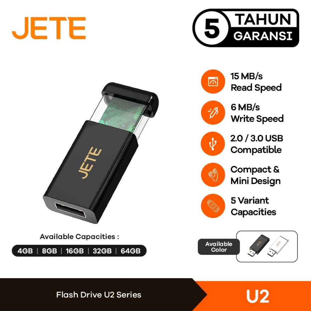 Jual JETE Flashdisk U2 4GB 8GB 16GB 32GB 64GB USB 2.0 Slide Push ...
