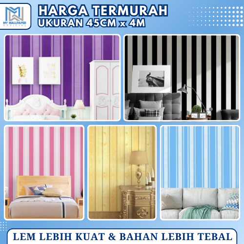 Jual Wallpaper Sticker Stiker Dinding Motif Salur Garis2 Walstiker Dekorasi Ruang Tamu Kamar ...