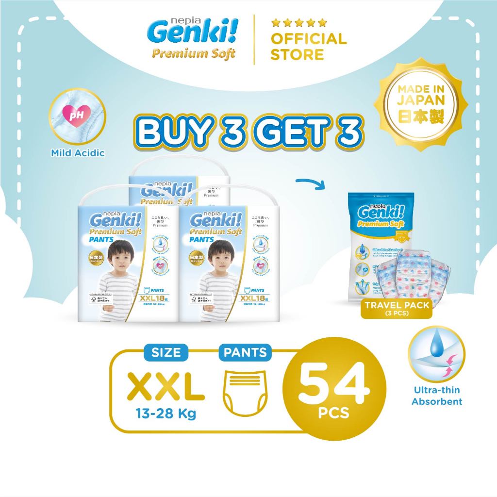 Jual (3 Pack) Nepia Genki Popok Bayi Pants Popok Celana Bayi Diapers ...