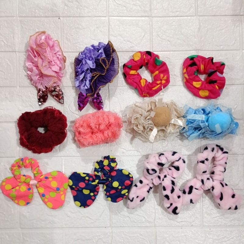 Jual Ikat rambut/kuncir rambut aneka motif dan warna cantik isi 12 pcs ...