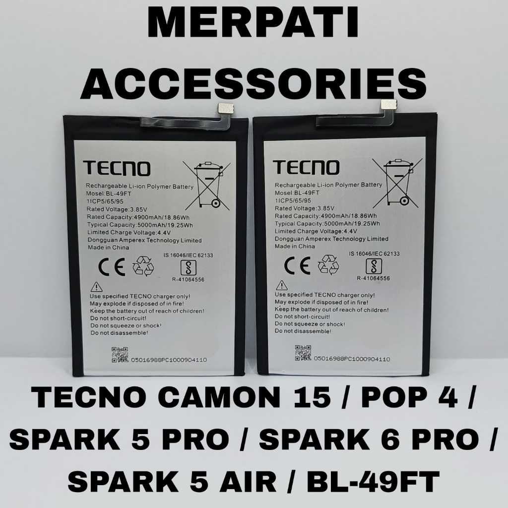 Jual BATERAI/BATRAI/BATRE/BATTERY TECNO SPARK 6 GO KE5 / BL-49FT ...