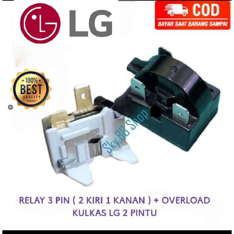 Jual RELAY PTC 3 PIN ( 2 KIRI 1 KANAN )+ OVERLOAD KULKAS LG 2 PINTU / 1 ...
