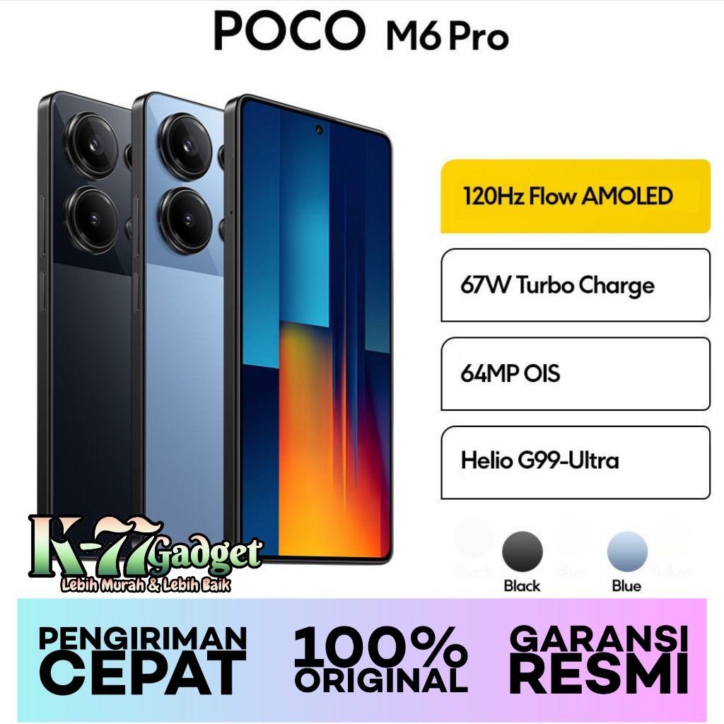 Jual POCO M6 Pro 8GB/256GB | Helio G99-Ultra | 120Hz Flow AMOLED | 64MP OIS | 67W FastChar ...