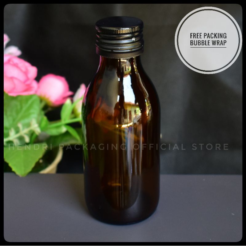 Jual Botol Kaca Amber 125ml Tutup Aluminium Hitam - Botol Kaca Bode ...