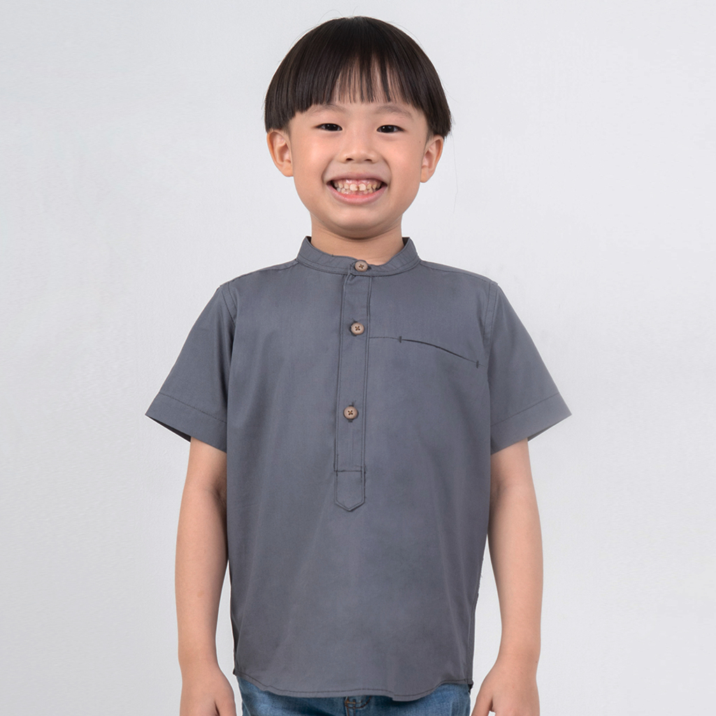 Jual M231 Kemeja Anak Laki Laki Koko Shanghai Polos Pendek Abu 2217E ...