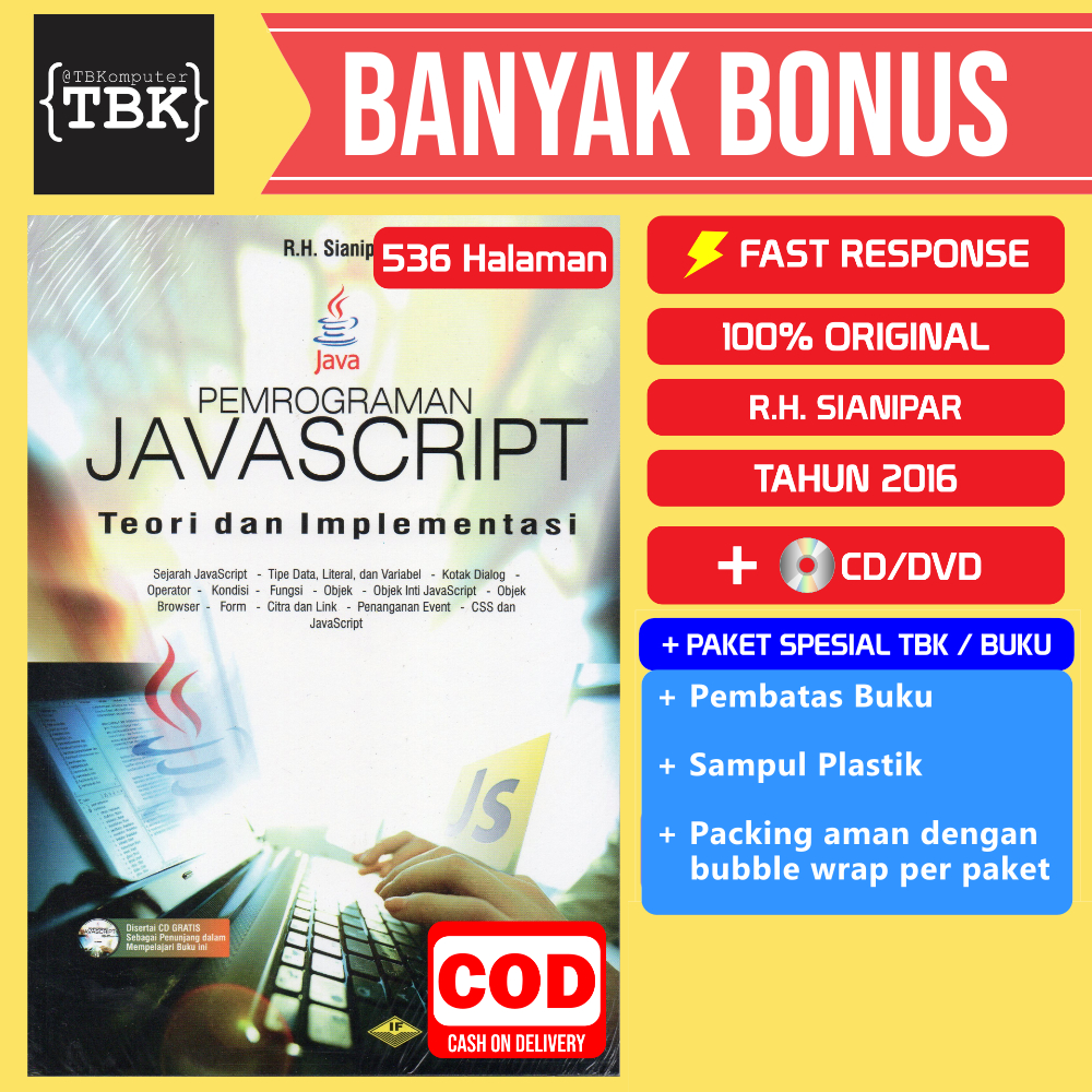Jual BUKU PEMROGRAMAN JAVASCRIPT TEORI DAN IMPLEMENTASI RH SIANIPAR | Shopee Indonesia