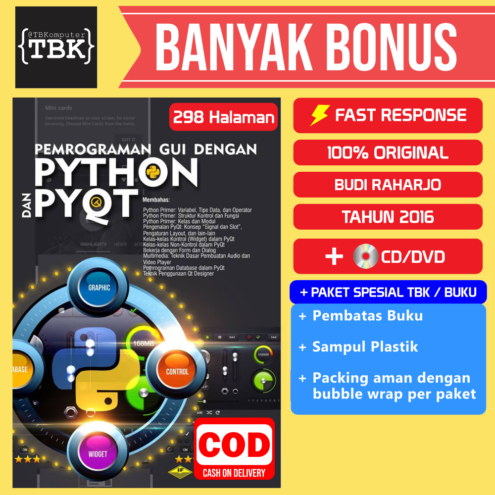 Jual BUKU PEMROGRAMAN GUI DENGAN PYTHON DAN PYQT BUDI RAHARJO | Shopee Indonesia