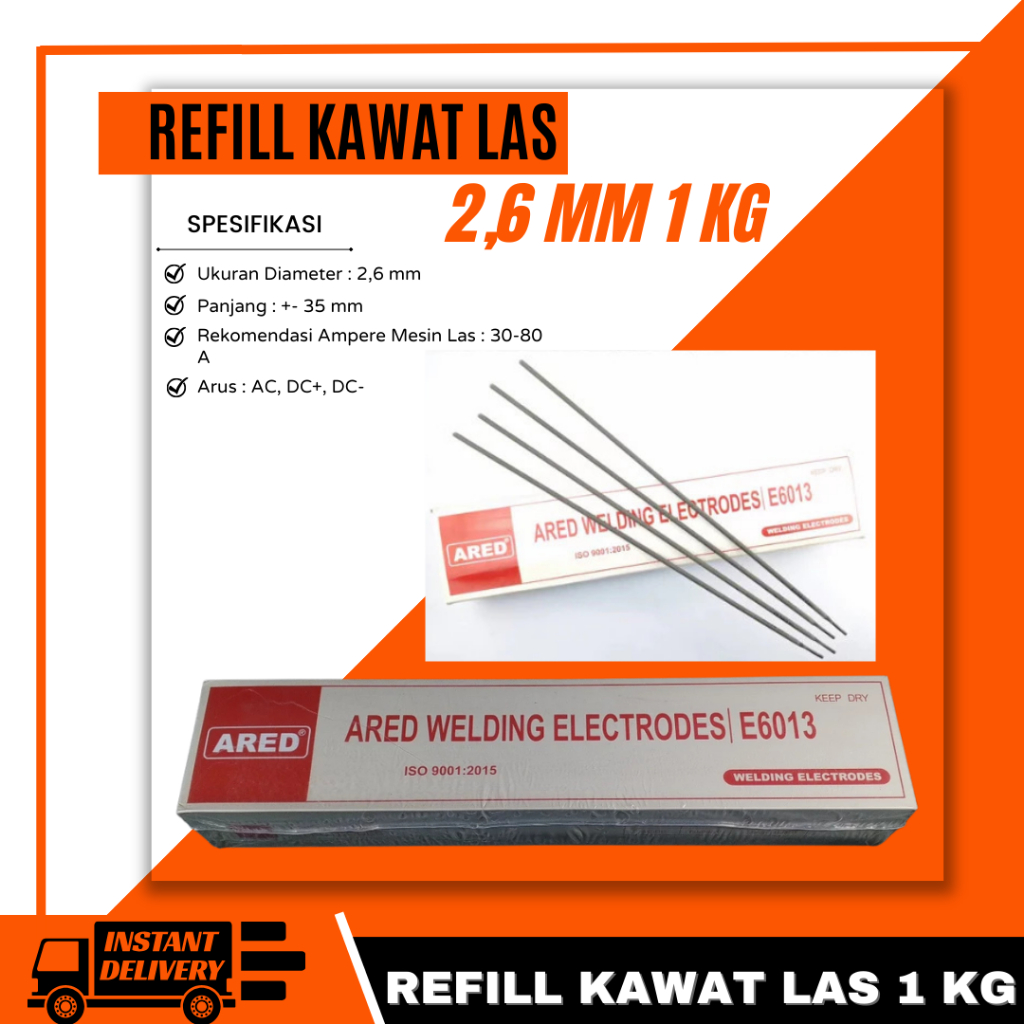 Jual Refill Kawat Las Besi 2,6mm 1 KG Welding Electrodes Isi Ulang ...