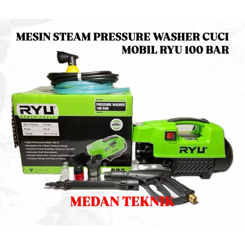 Jual MESIN STEAM CUCI MOBIL MOTOR JET CLEANER RPW 100 BAR RYU 400 WATT ...
