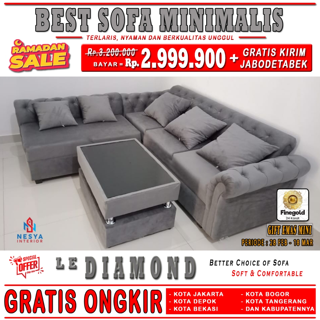 Jual TERLARIS!!! SOFA L MINIMALIS KANCING by NESYA INTERIOR | Shopee ...
