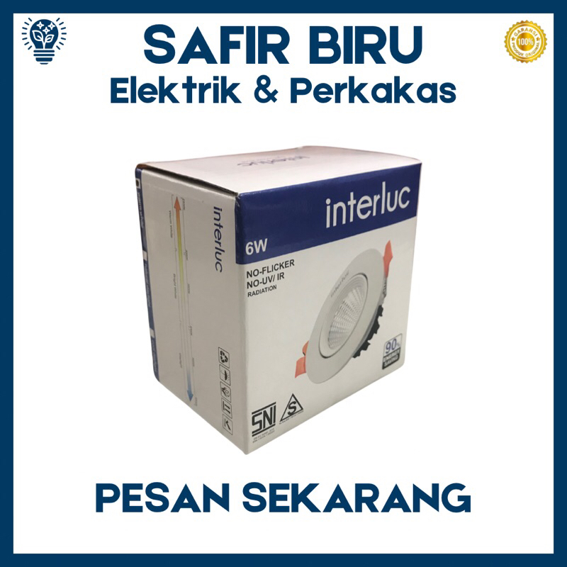 Jual Lampu Downlight COB Kuning LED Interluc 6W Sorot , No-Flicker, SNI ...