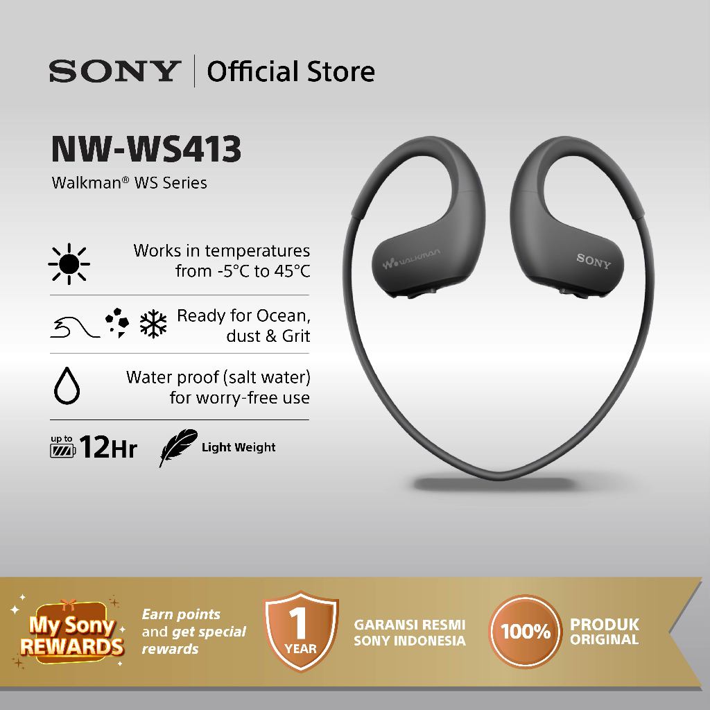 Jual Sony NW-WS413 Walkman Waterproof Sports MP3 Player Mini Memory up ...