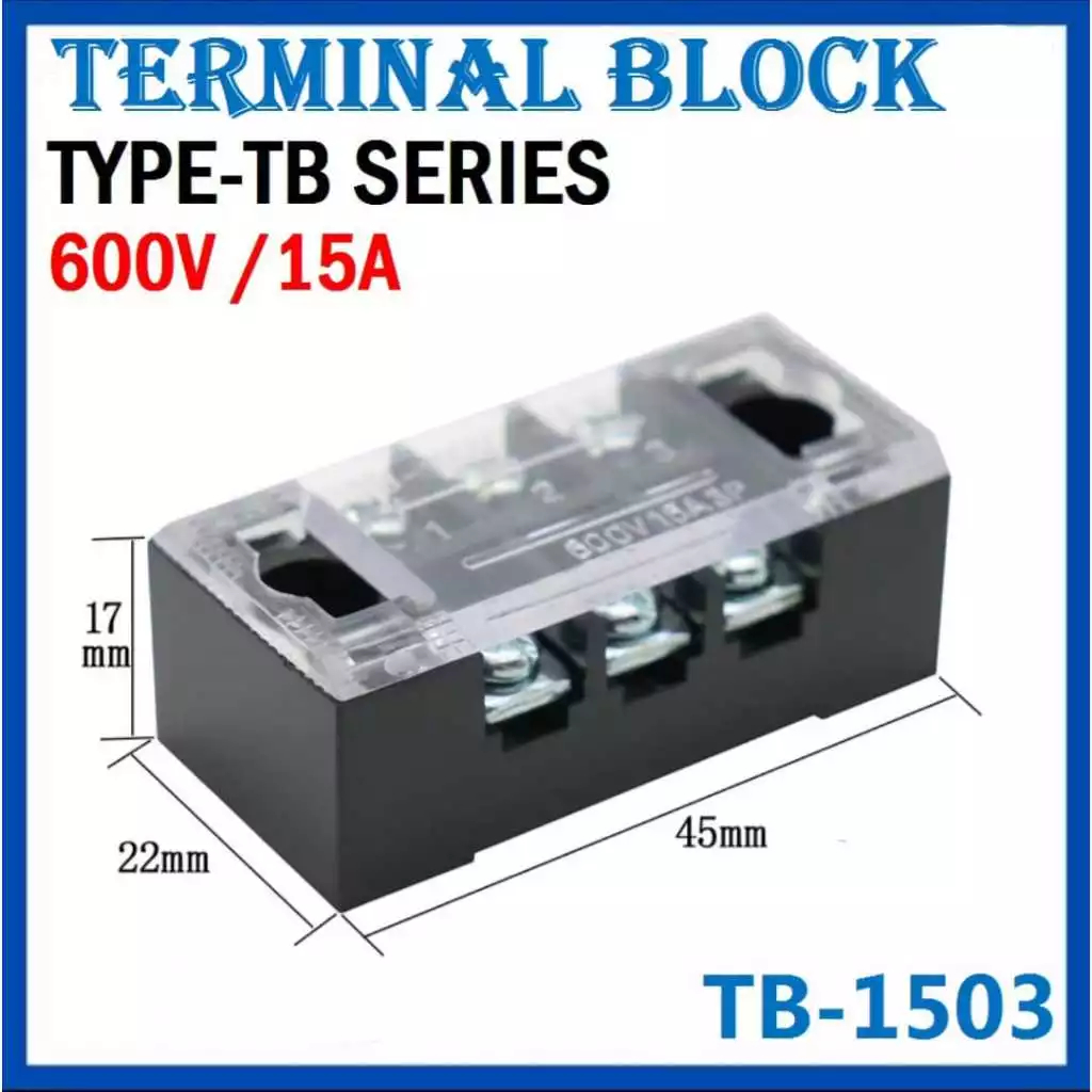 Jual Terminal Block Block Kaca 15A TB 1503 1504 1506 1512 3P 4P 6P 12P Pin Terminal Block Panel ...