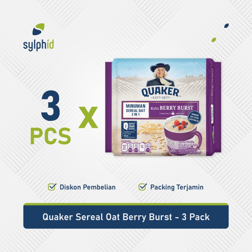 Jual Quaker Berry Burst 3 in 1 Instant Oatmeal 224 gram / Minuman ...