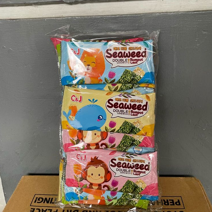 Jual SNACK RUMPUT LAUT SEAWEED DOUBLE SANDWICH C&J PERPACK (ISI 20 PCS ...