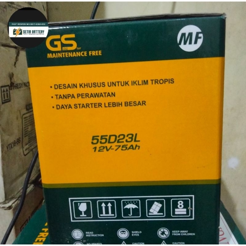 Jual AKI KERING 55D23L GS GOLDSTAR MF(12VOL 75AH) | Shopee Indonesia