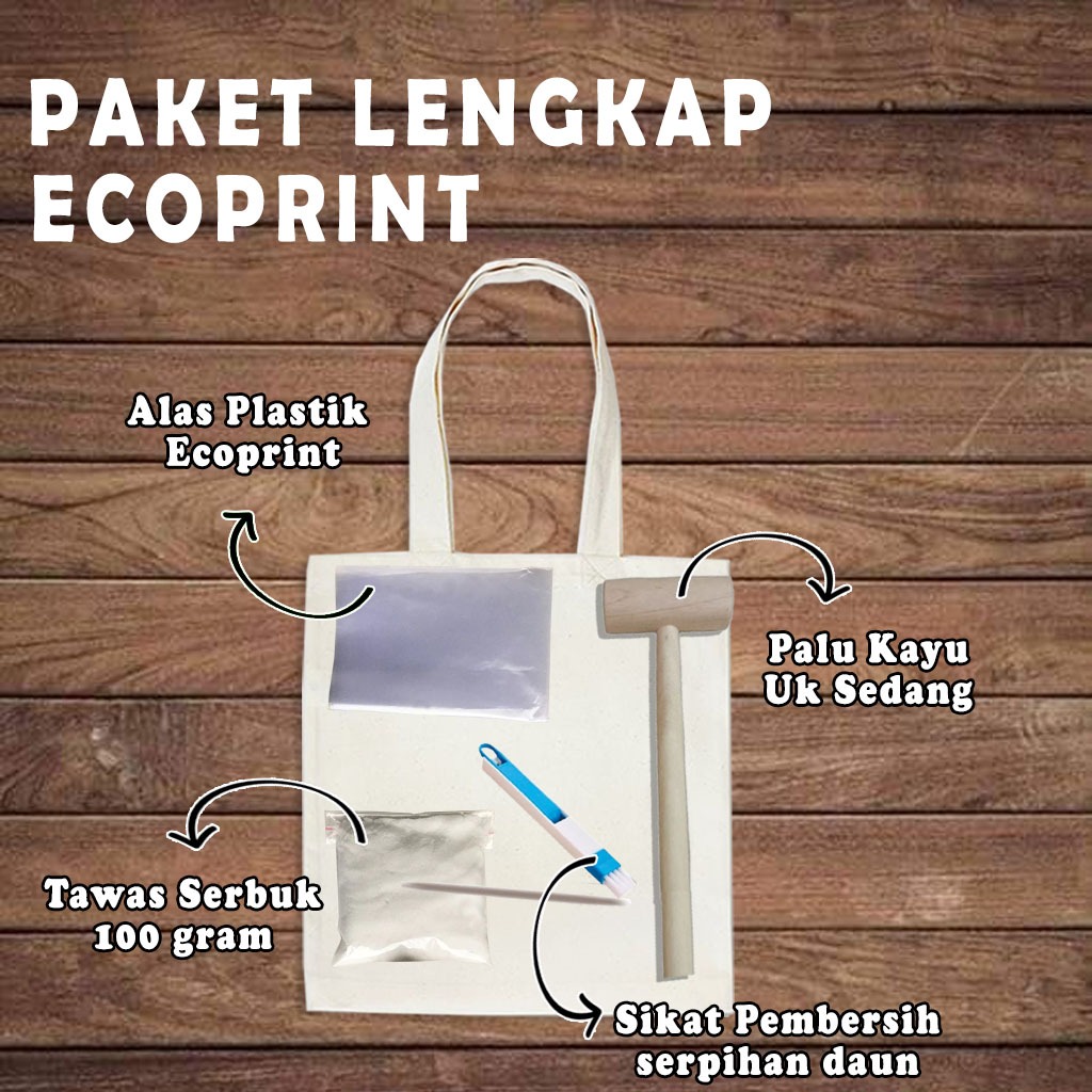 Jual Paket Ecoprint Lengkap Tas Tote bag Putih Polos, tawas, palu dan ...