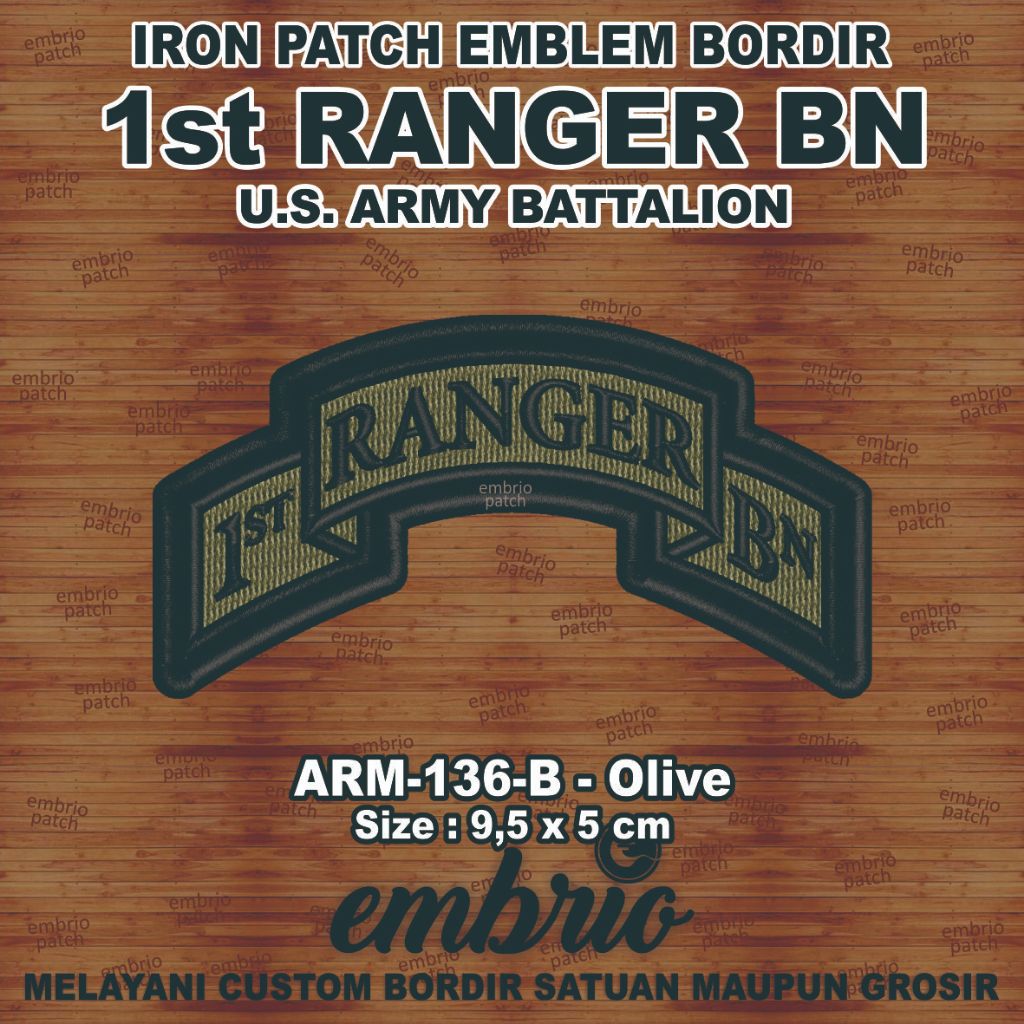 Jual ARM-136-B Patch 1st RANGER BATTALION BN US Army Shoulder Sleeve ...