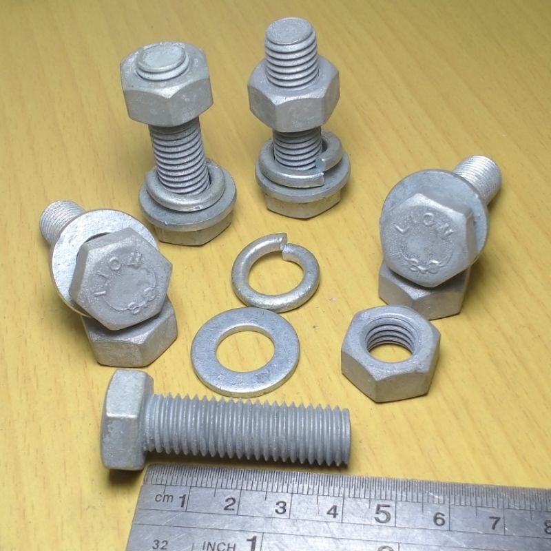 Jual baut mur hdg m12x40mm full drat pitch 1,75 ,kunci 19 galvanis hotdeep grade 8.8 baut ...