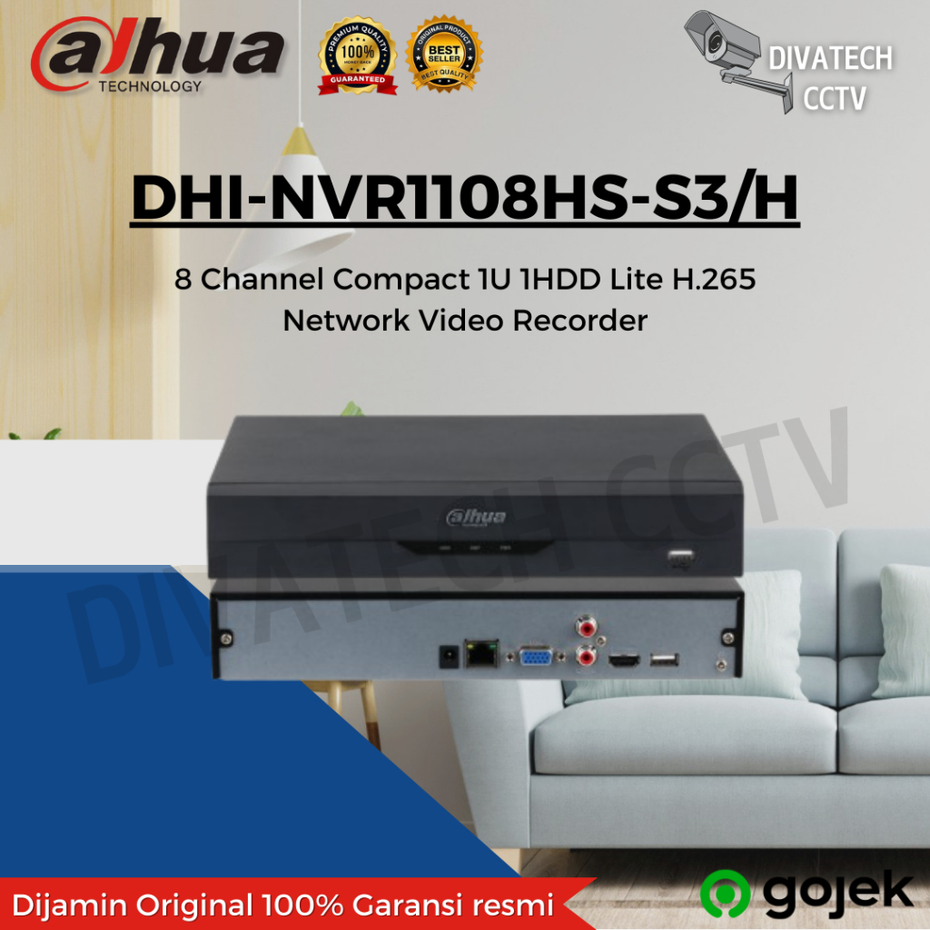 Jual DAHUA NVR1108HS-S3/H 8 Channel Compact 1U 1HDD Lite H.265 Network Video Recorder/ 8 CHANNEL ...