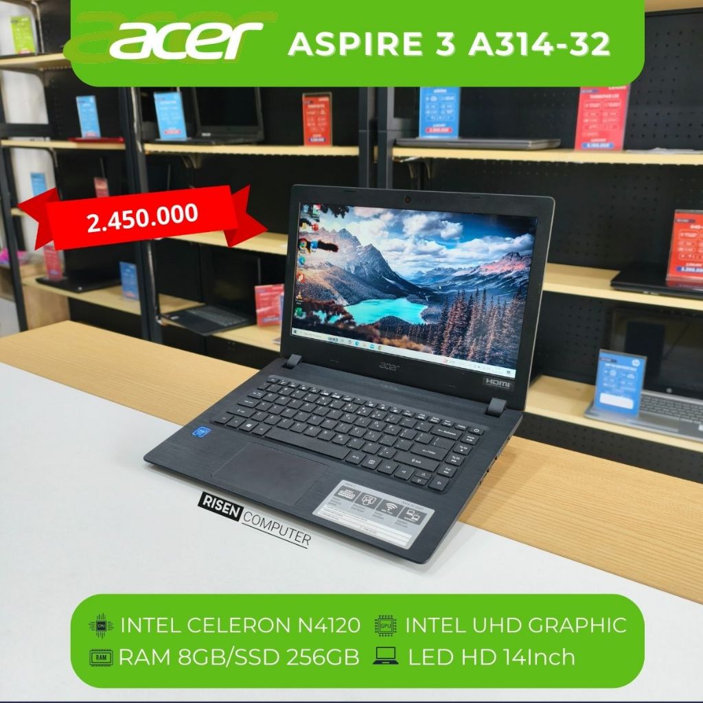 Jual Laptop ACER ASPIRE 3 A314 - 32 INTEL CELERON N4120 HD 14inch RAM ...