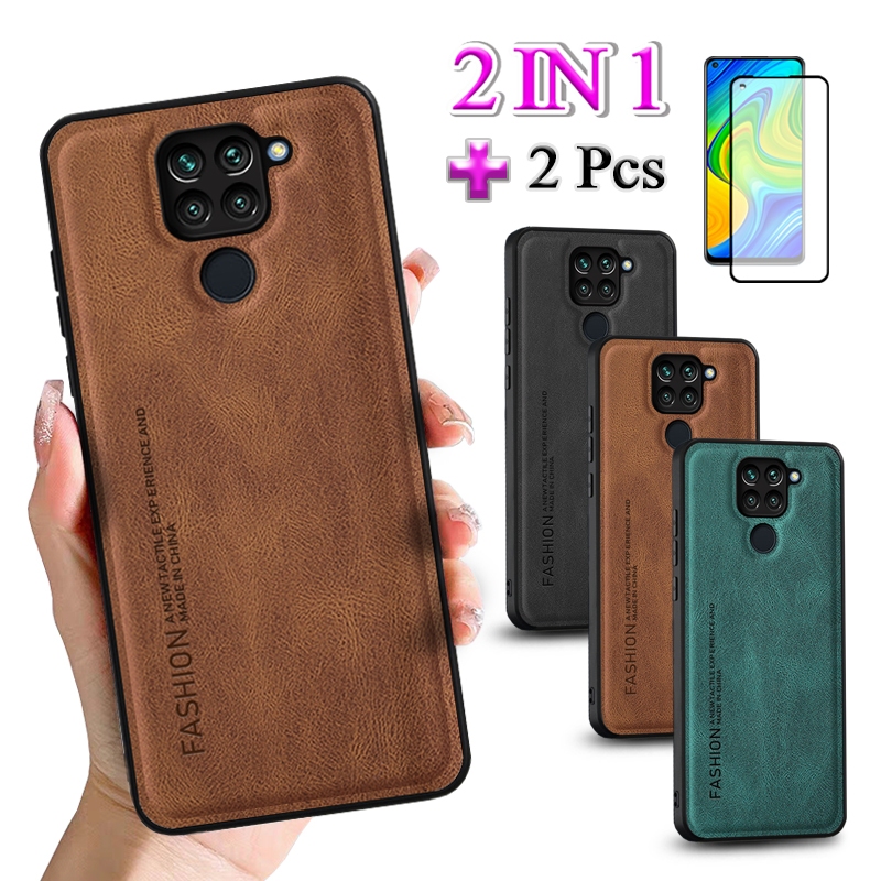 Jual 2 Dalam 1 Casing Redmi Note 9 Kotak Kulit Minimalis Dengan Film ...