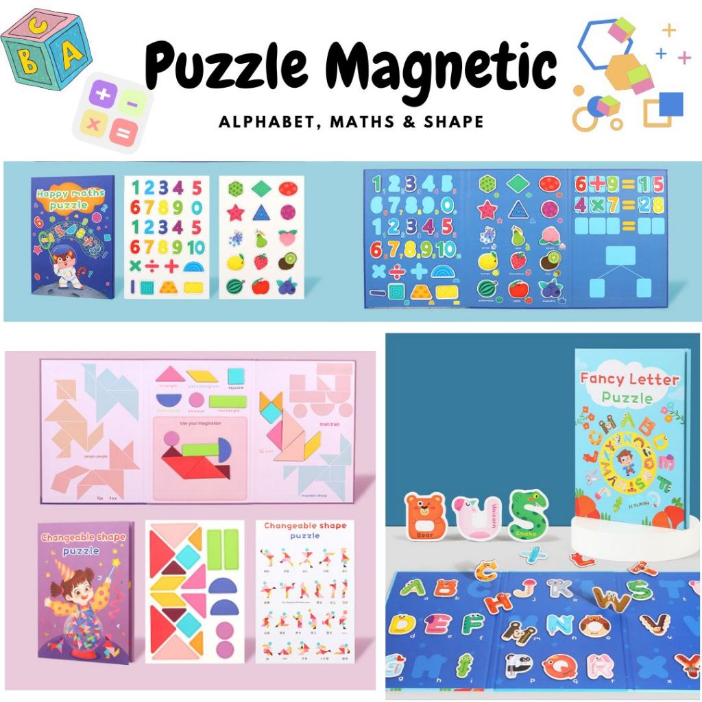 Jual Buku Edukasi Anak-anak Buku Magnetic Puzzle Maths Alphabet Shape ...