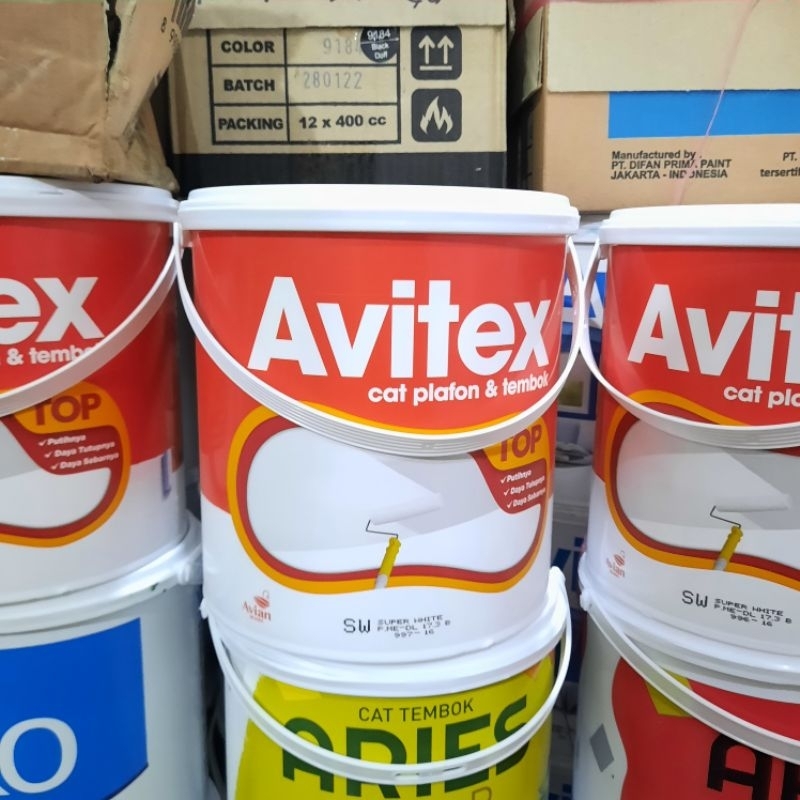 Jual Cat Tembok Avitex Top warna Putih Bersih 1kg dan 5kg pabrik Avian ...