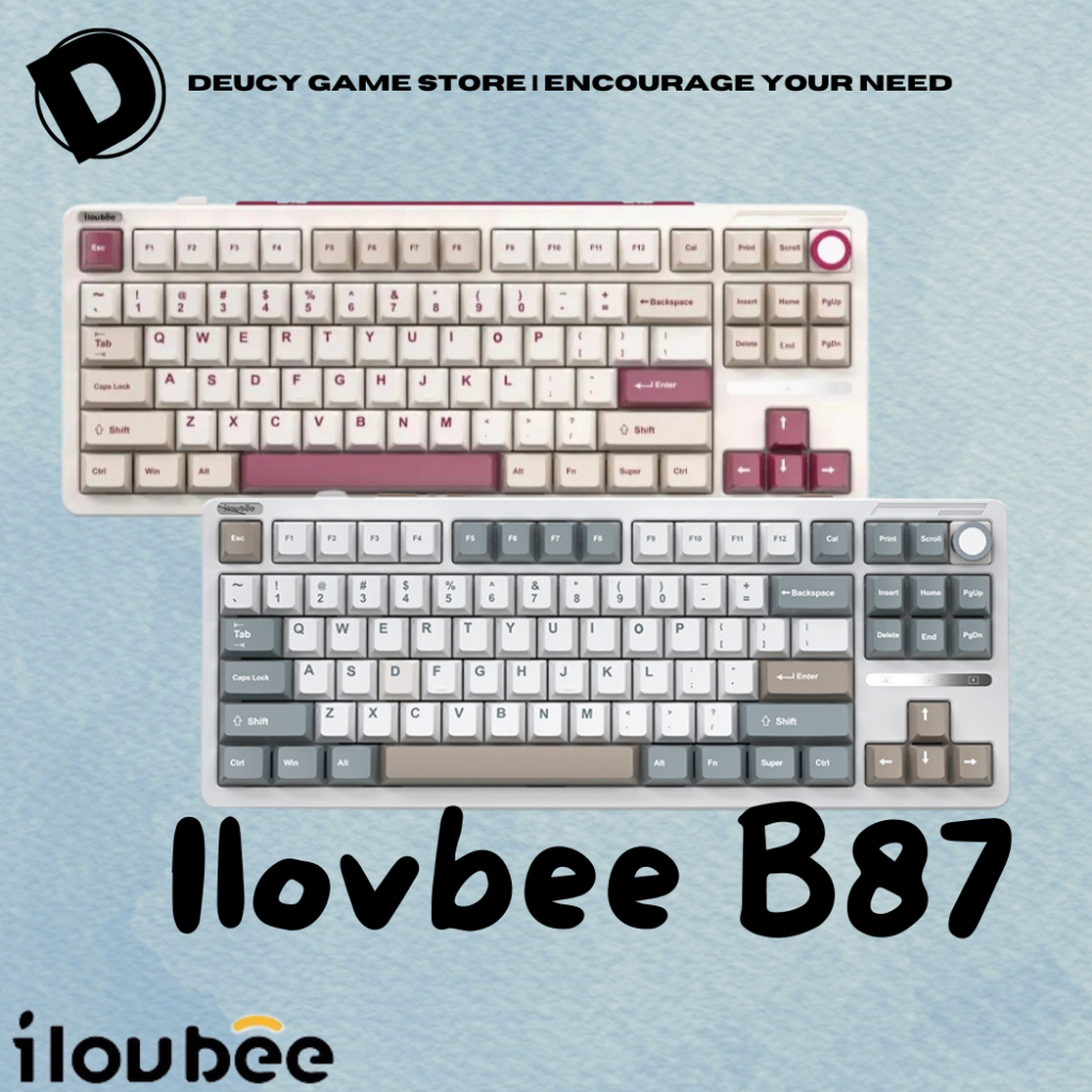 Jual ILOVBEE B87 Wireless Triple Connection Gasket Hotswappable With Knob RGB Mechanical ...