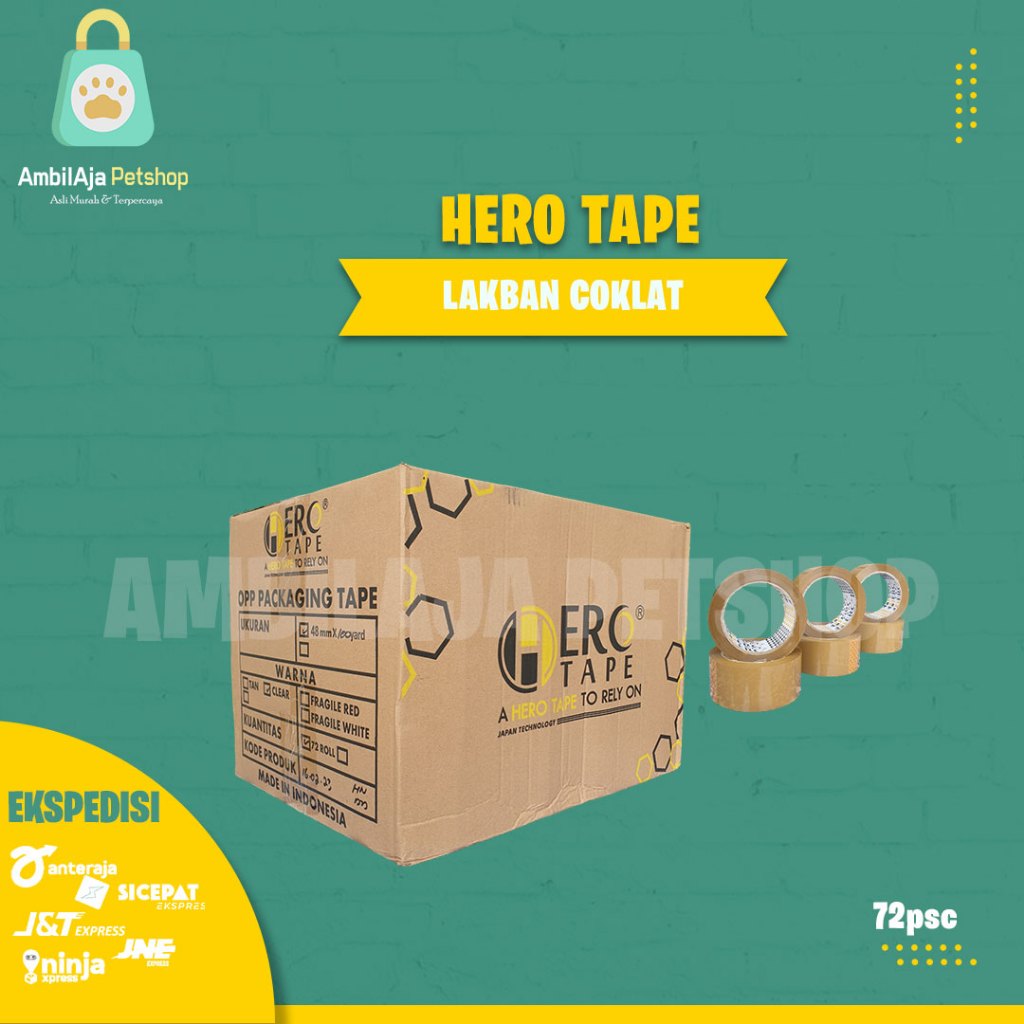 Jual HERO TAPE Lakban Coklat dan Bening 100yard 12 roll = 72psc ...
