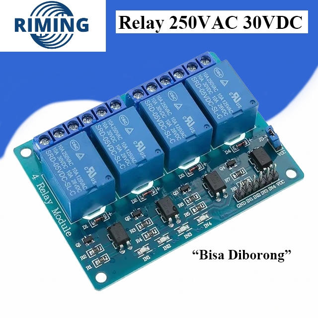 Jual Modul Relay 5V 4 Saluran Output 250VAC 30VDC 10A dengan ...