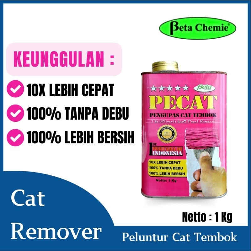 Jual Peluntur Cat Tembok PECAT 1 Kg Beta chemie kemasan pink | Shopee ...