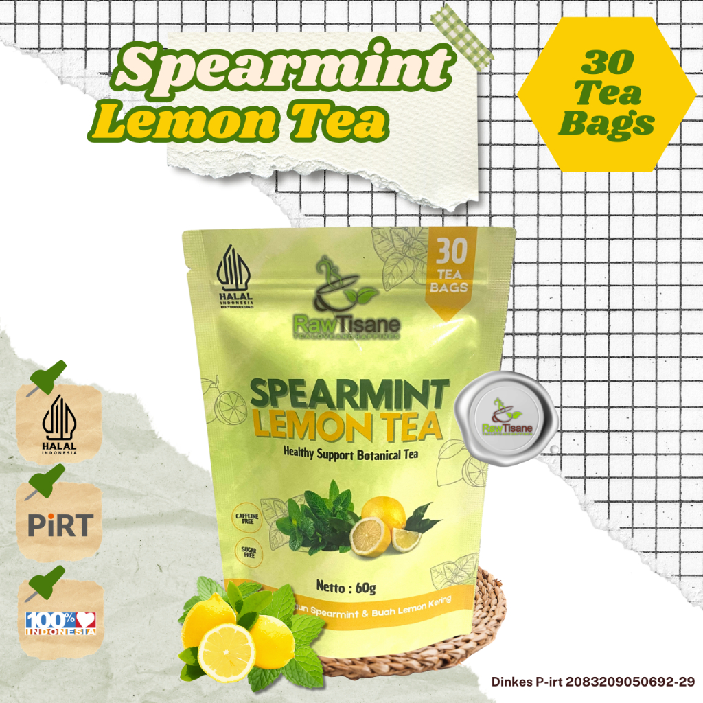 Jual RAW TISANE Spearmint Lemon Tea : Teh Celup Daun Spearmint & Buah Lemon Isi 30 Tea Bag ...