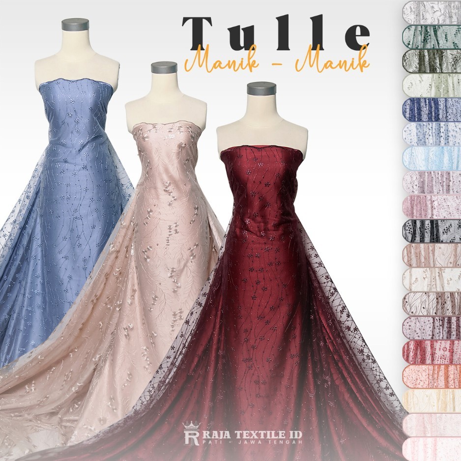 Jual Kain Tulle Tule Tile Mutiara Manik Manik Bahan Kebaya Murah ...