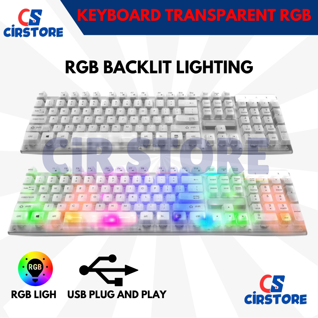 Jual CS Keyboard Transparent RGB/ Gaming Keyboard Transparent RGB ...
